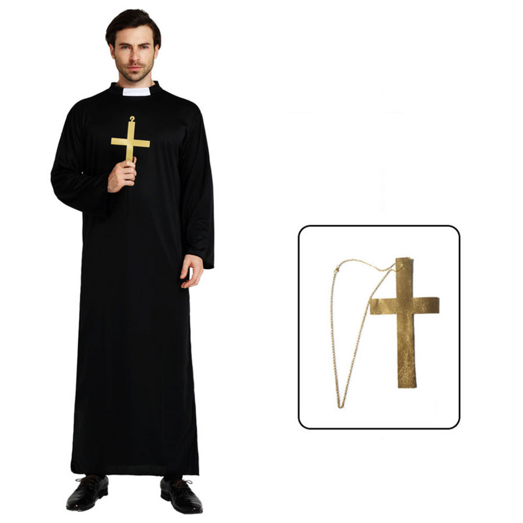 Trajes Pastor Cristão Clérigo para Cosplay