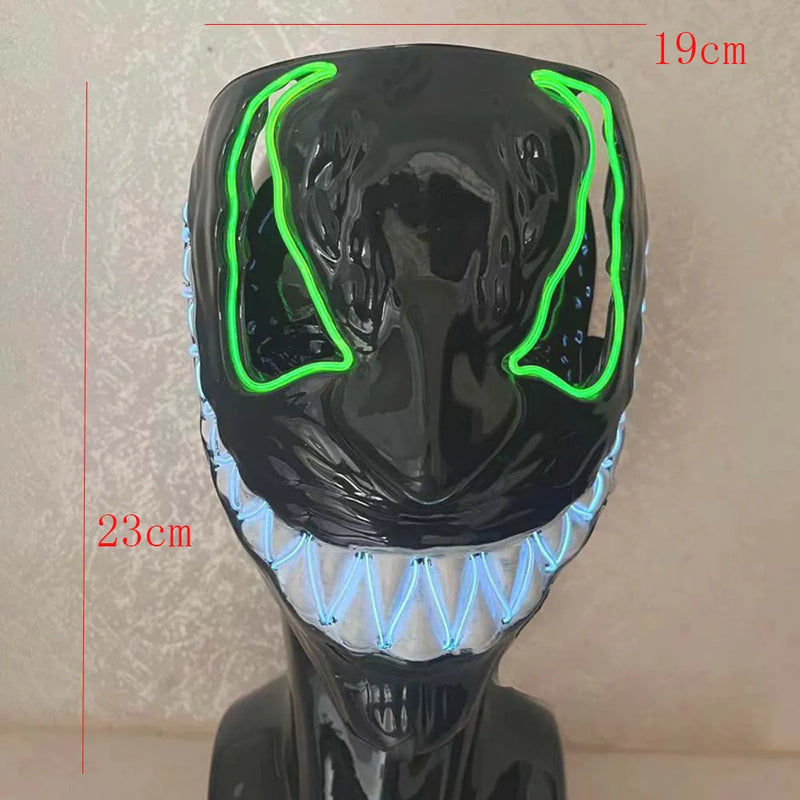 Máscara Cosplay de Halloween Venom Led Neon
